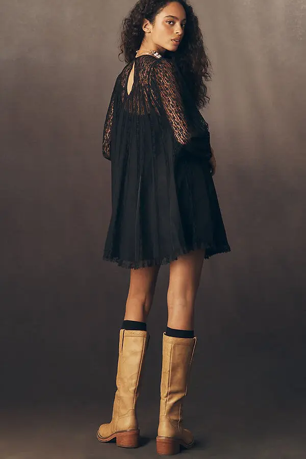 The Great. Keepsake Silk Blend Lace Mini Dress In Black - 70% Off |  Editorialist