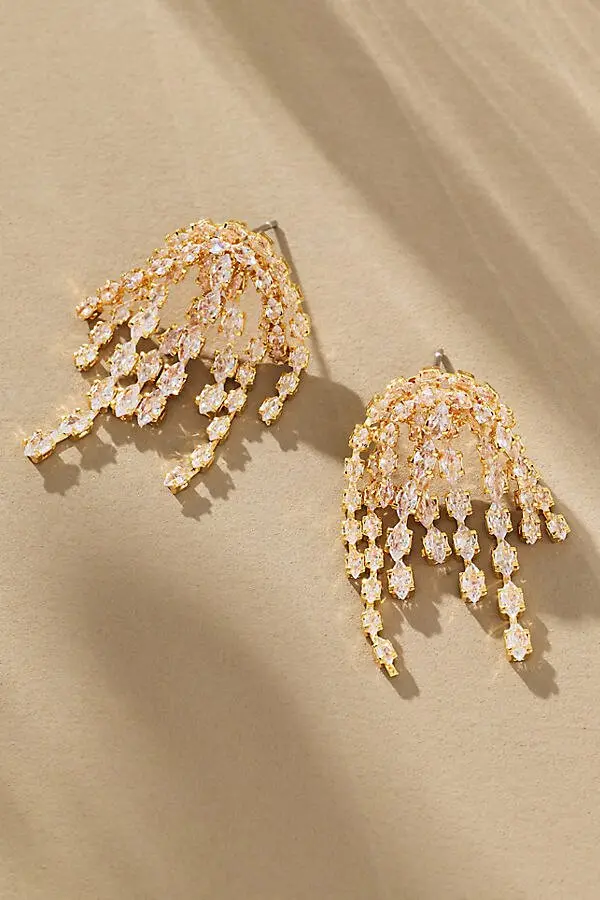 Anthropologie Firework Crystal Drop Earrings - Clear