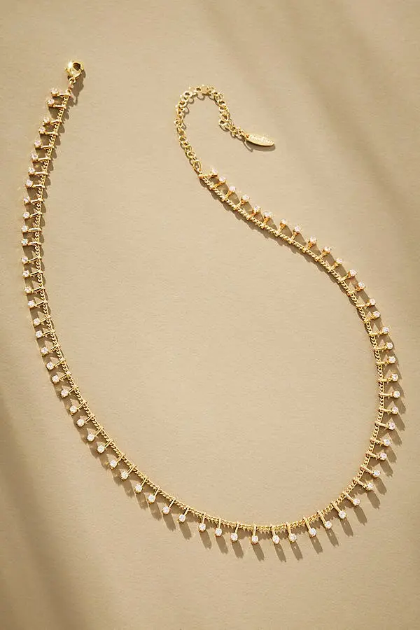 Anthropologie Drippy Delicate Glitz Necklace - Gold