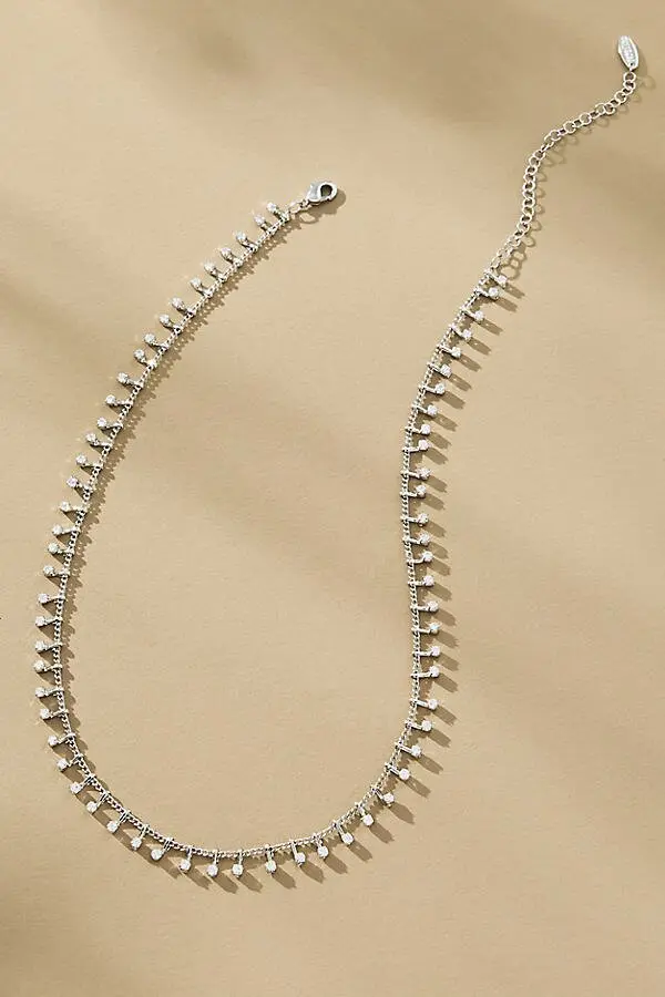 Anthropologie Drippy Delicate Glitz Necklace - Silver