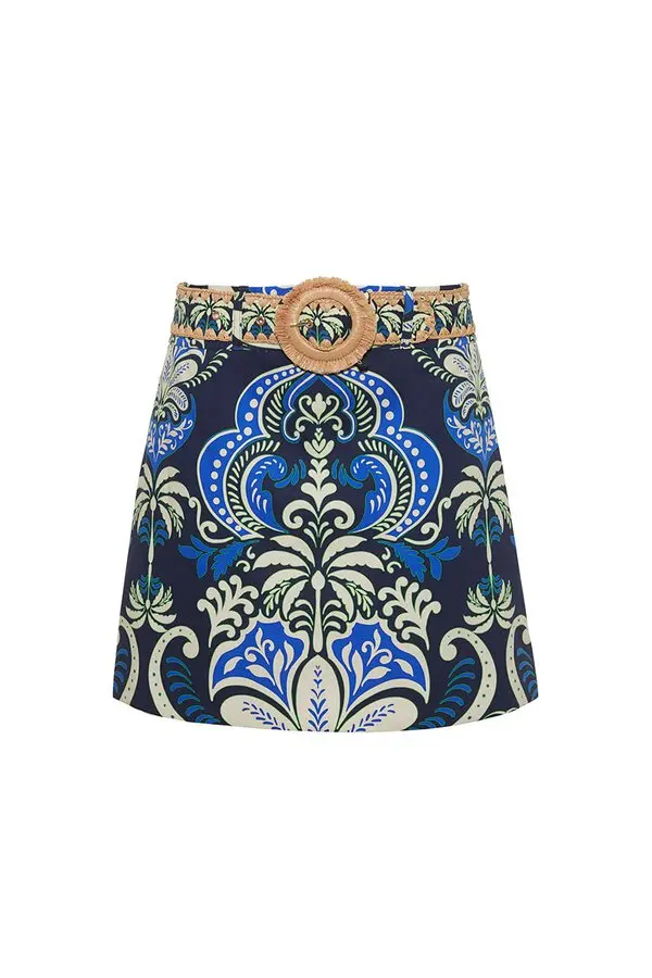 Cara Cara Blaze Mini Skirt - Palm Pavillion Cobalt