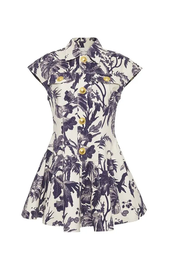 Cara Cara Ryce Printed Mini Dress - Fauna Floral Navy