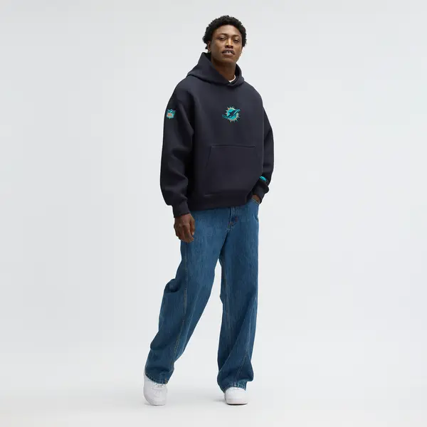 Nike Miami Dolphins Rivalries Collection Oversized Tech Fleece Nfl Pullover Hoodie - Blue