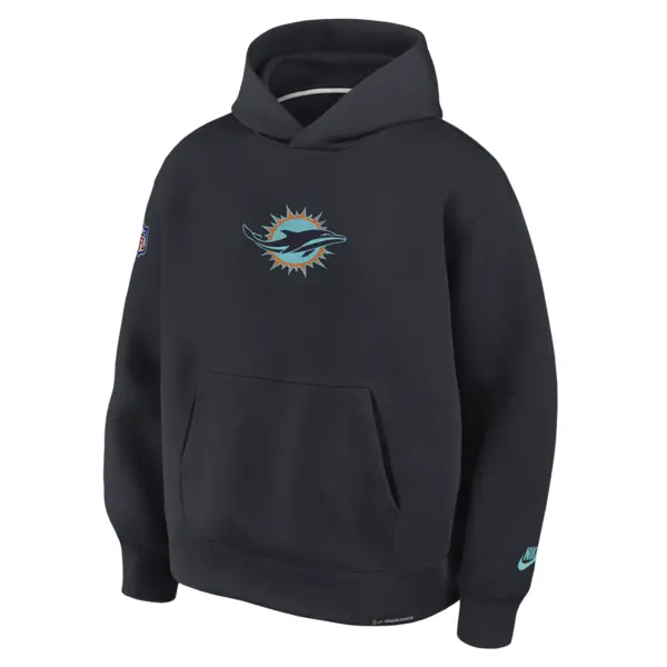 Nike Miami Dolphins Rivalries Collection Oversized Tech Fleece Nfl Pullover Hoodie - Blue