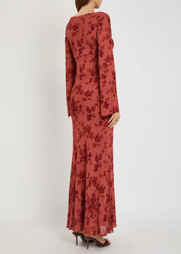 REFORMATION Esra Floral Chiffon Maxi Dress