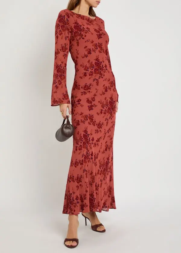 REFORMATION Esra Floral Chiffon Maxi Dress