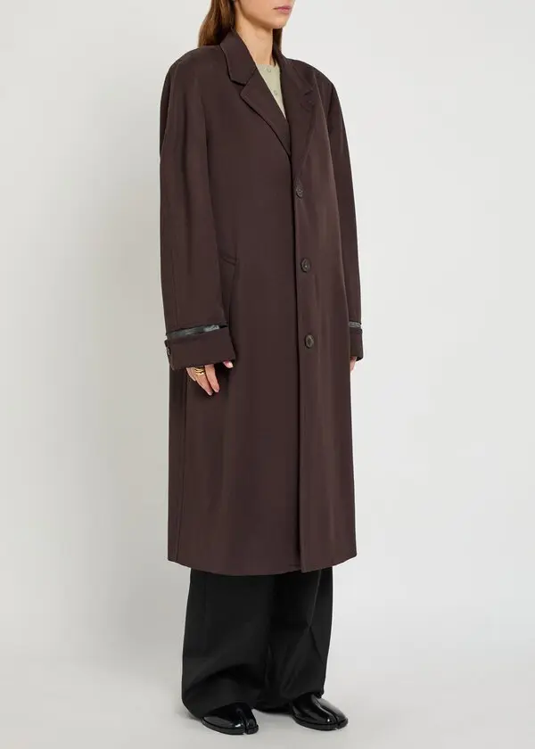 MAISON MARGIELA Single-breasted Wool Coat - Dark Brown