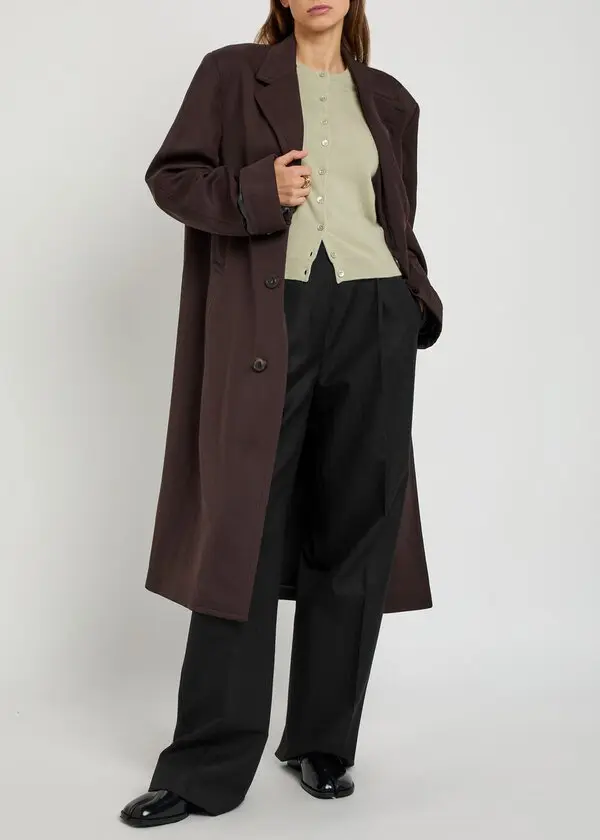 MAISON MARGIELA Single-breasted Wool Coat - Dark Brown