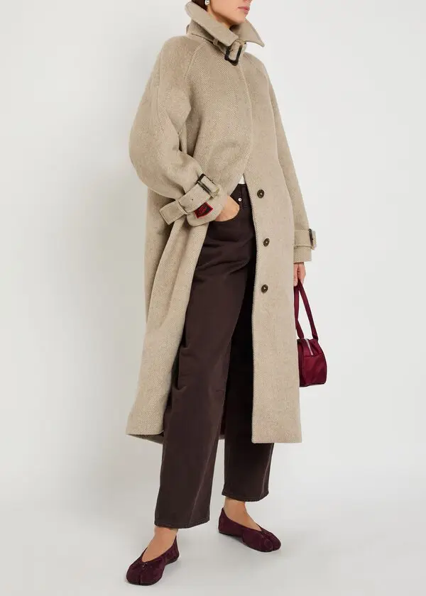 DAMSON MADDER Herringbone Wool-blend Coat