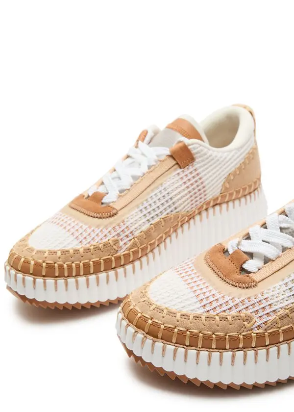 Chloé Nama Panelled Sneakers - Beige