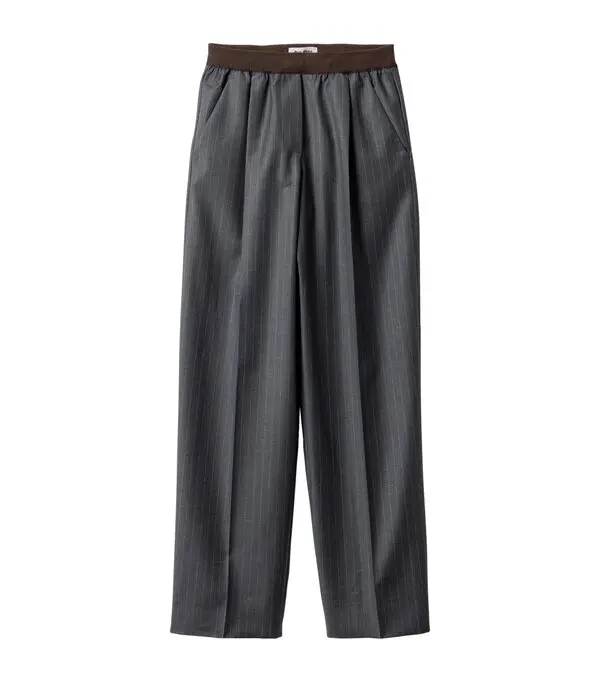 Miu Miu Wool Pinstripe Trousers - Grey