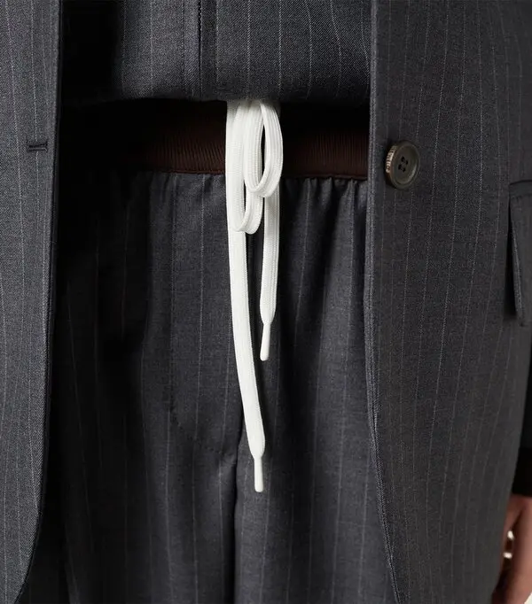 Miu Miu Wool Pinstripe Trousers - Grey