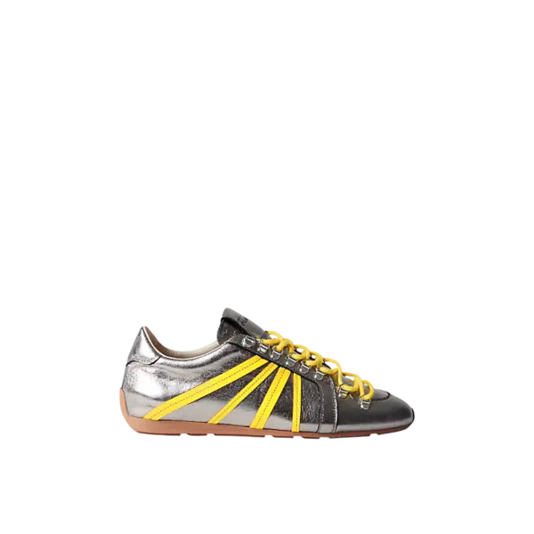 Claudie Pierlot Swing Metallic Leather Trainers - Silver