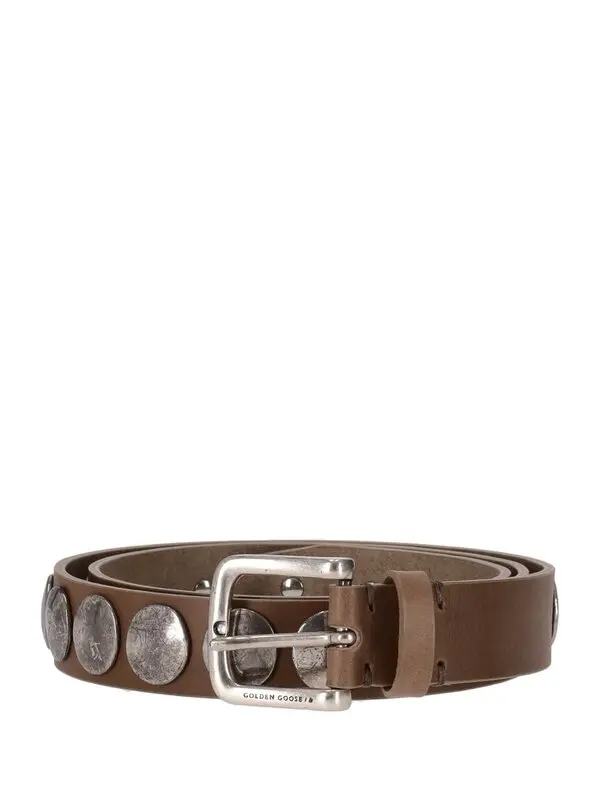 Golden Goose Trinidad Washed Leather Belt - Beige