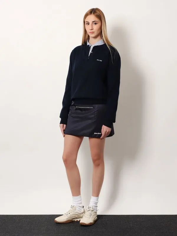 Miu Miu Recycled Polyamide Mini Skirt - Blue
