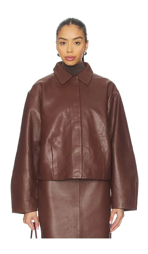 ST. AGNI Leather Cocoon Jacket