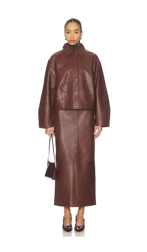 ST. AGNI Leather Cocoon Jacket