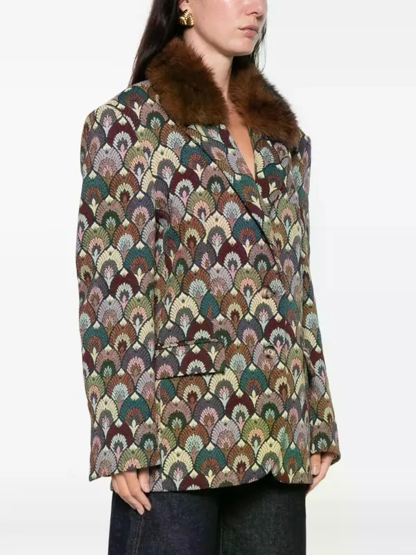 AVA ADORE Patterned Coat With Faux Fur Collar