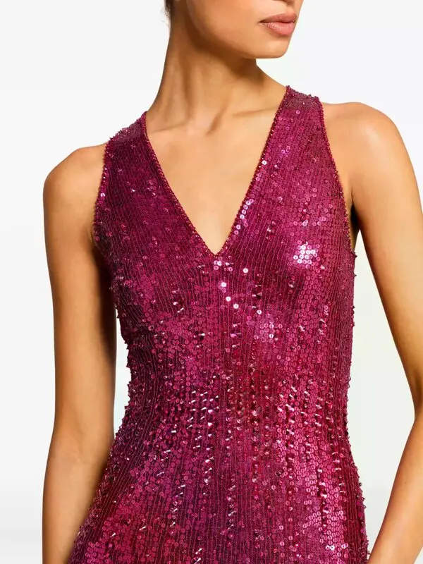 Jenny Packham Sequined V-neck Maxi Dress - Pink