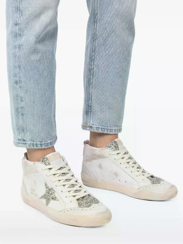 GOLDEN GOOSE Mid-star Glitter Sneakers - Neutrals