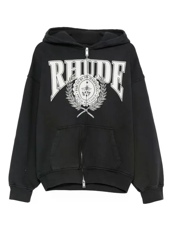 Rhude Zip-front Hoodie - Black