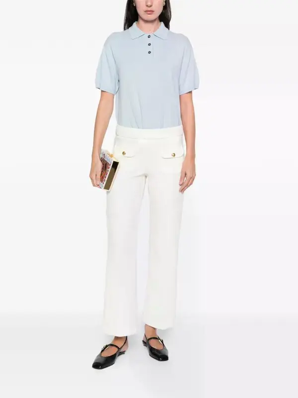 ALLUDE Cashmere Buttoned Polo Top