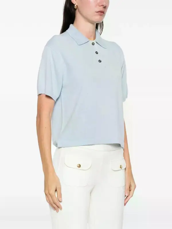 ALLUDE Cashmere Buttoned Polo Top