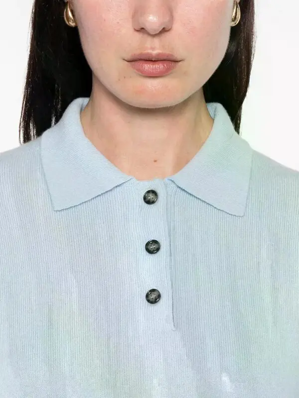 ALLUDE Cashmere Buttoned Polo Top