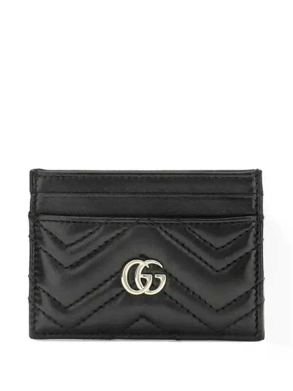Gucci Gg Marmont Chevron Card Holder - Black