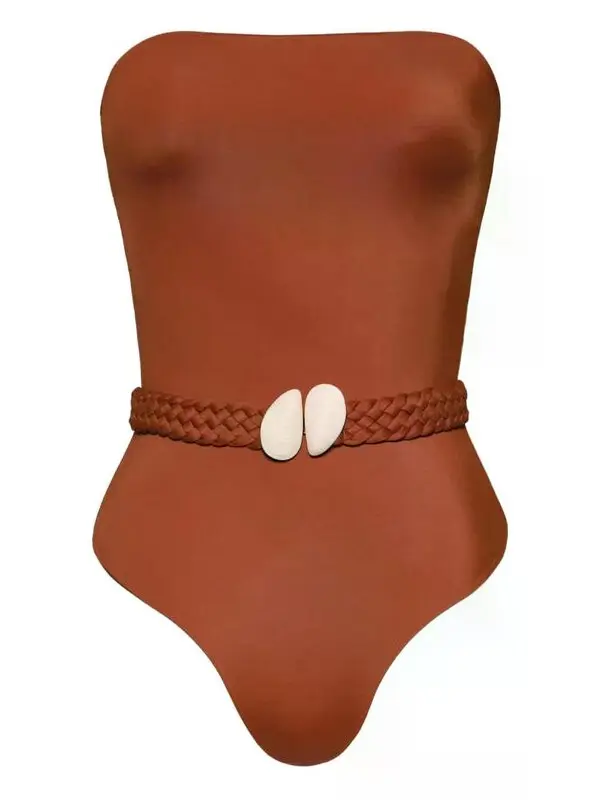 Johanna Ortiz Braided-belt One-piece Swimsuit - Brown