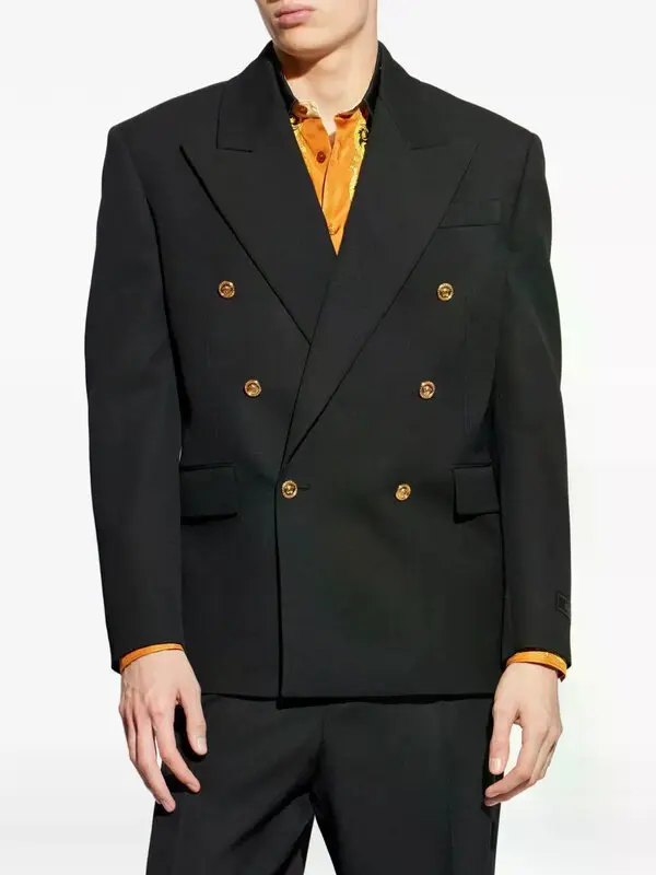 Versace Button Detailed Double-breasted Jacket - Black