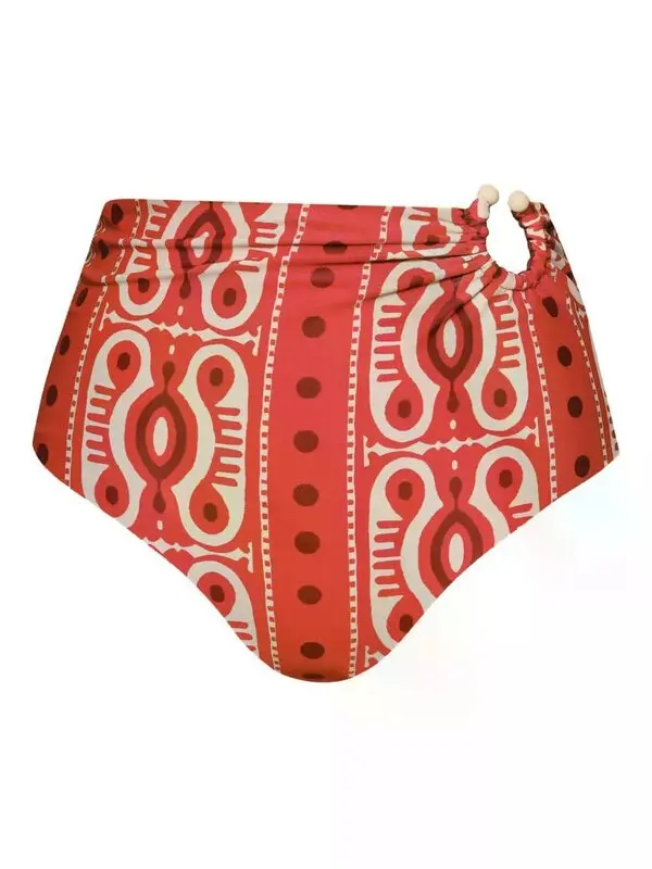 Johanna Ortiz Taita Printed Bikini Bottom - Red