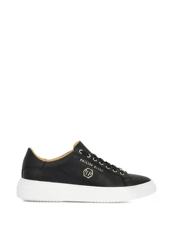 Philipp Plein Hexagon Logo Leather Sneakers - Black