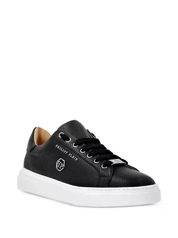 Philipp Plein Hexagon Logo Leather Sneakers - Black