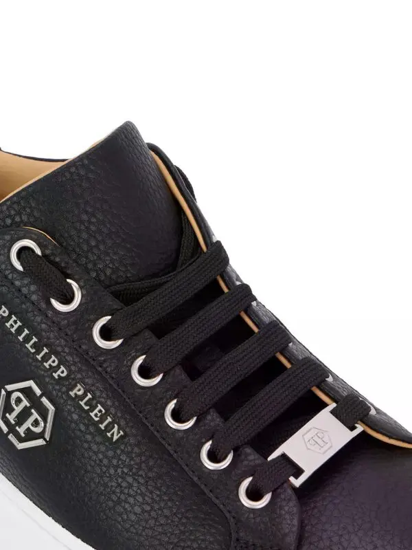 Philipp Plein Hexagon Logo Leather Sneakers - Black