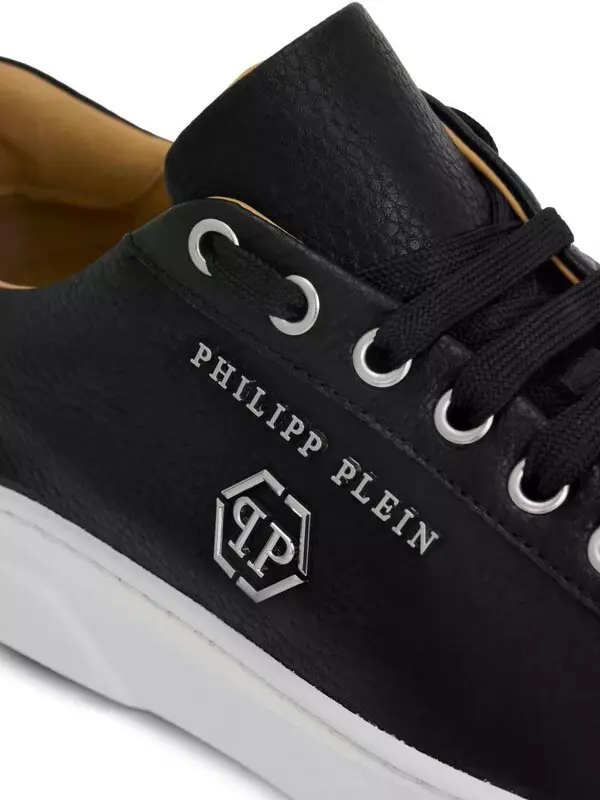Philipp Plein Hexagon Logo Leather Sneakers - Black