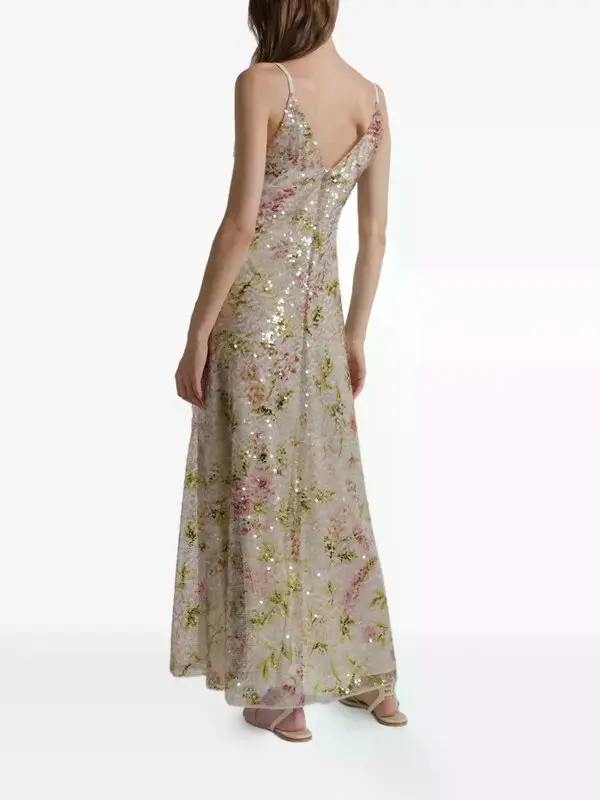 Alberta Ferretti Floral-pattern Maxi Dress - Neutrals