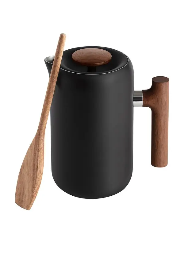 FELLOW Clara French Press In Black - Matte Black & Walnut