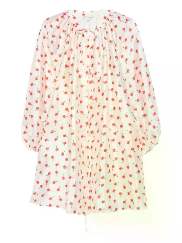 Stine Goya Floral Print Mini Dress - Neutrals