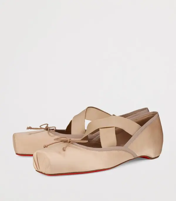 CHRISTIAN LOUBOUTIN Cassiasticina Satin Ballet Flats - Nude
