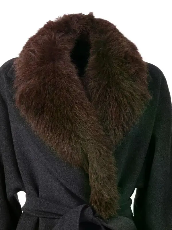 Max Mara Fur Collar Belted Coat