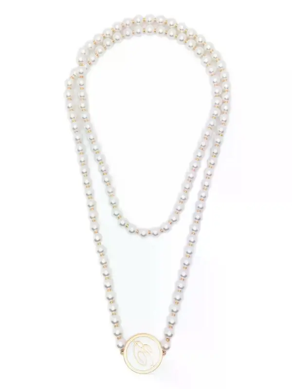 Blumarine Faux-pearl Logo Necklace - Gold