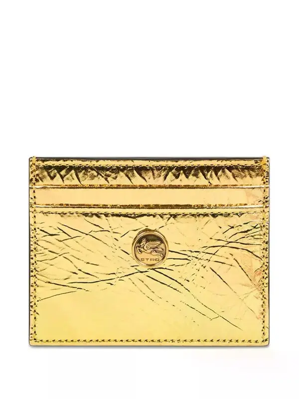 Etro Laminated Leather Card Holder - Gold