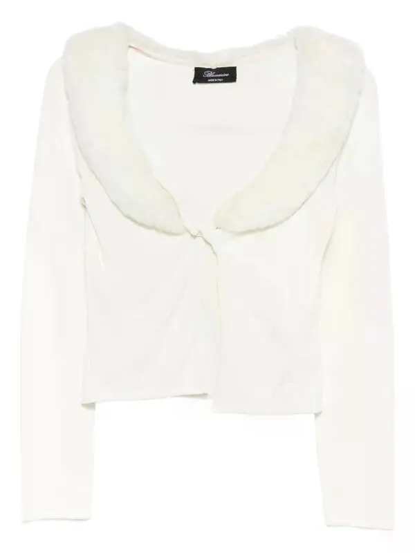 Blumarine Faux-fur-collar Cardigan - White