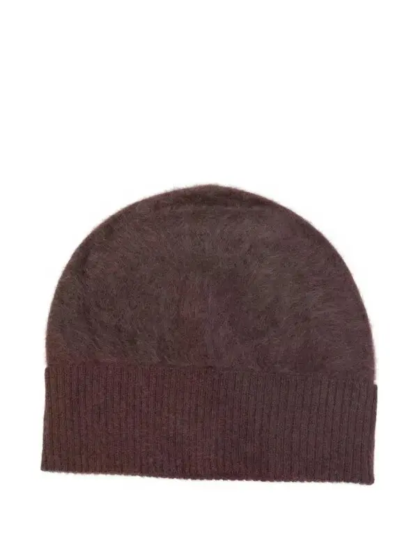 ABSOLUT CASHMERE Brushed Cashmere Beanie Hat - Brown