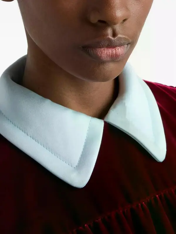 Prada Velvet Top With Detachable Collar - Red