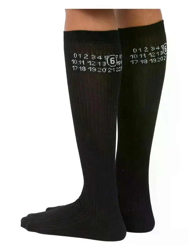 MAISON MARGIELA Ribbed Knee-high Socks With Numeric Artwork