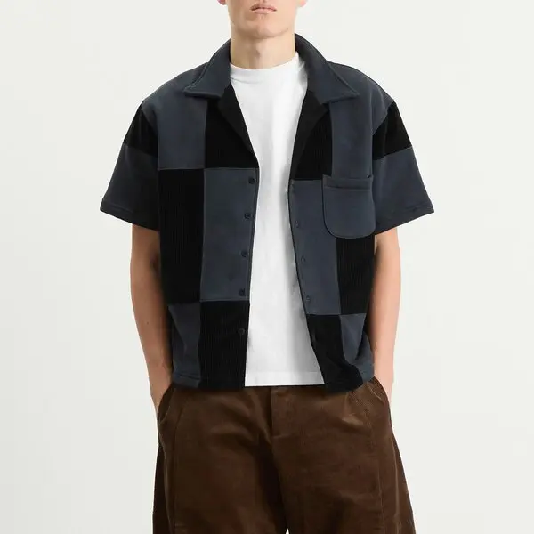 LES TIEN Patchwork Short Sleeve Cuban Shirt