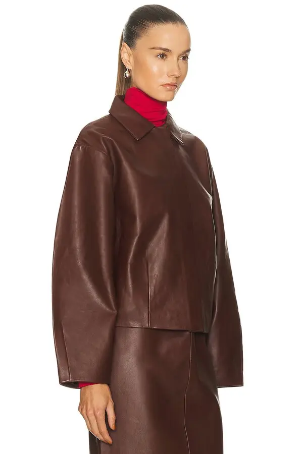ST. AGNI Leather Cocoon Jacket - Rum