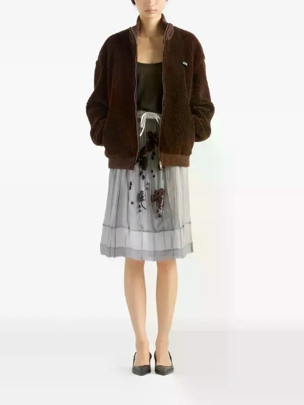 Prada Ribbed-trimmed Logo Detail Jacket - Brown